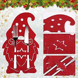 cobee Christmas Cutlery Holders, 8 Pcs Xmas Santa Tableware Christmas Silverware Cutlery Holders Pocket Knifes Forks Bags Dinnerware Decorations for Home Party(Santa)