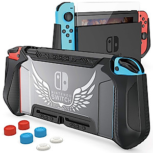 HEYSTOP Carrying Case Compatible with Nintendo Switch Portable Travel All Protective Storage Case Screen Protector Thumb Grips Caps for Nintendo Switch Accessories with Joy-con Grips and PlayStand