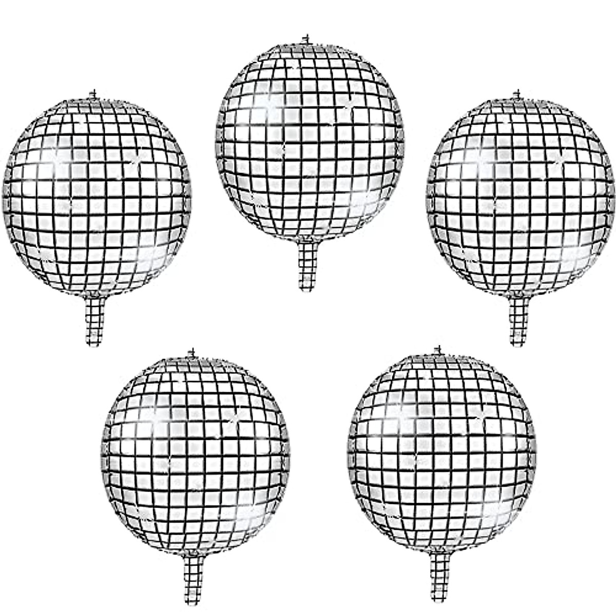 5 Pieces 22 Inches 4D Disco Ball Balloons Large Laser Foil Balloon Metallic Mirror Balloon for Disco Dance Party Birthday Party Wedding Ceremony (Basic Style)