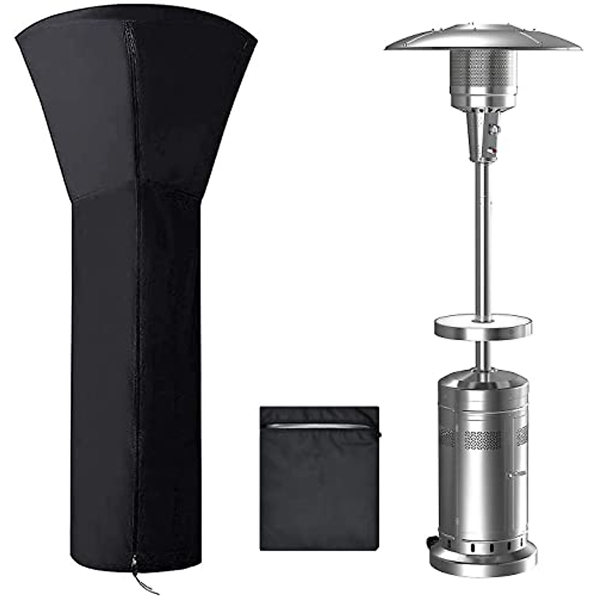 Patio Heater Covers, Outdoor Heater Cover with Waterproof Zipper and Reflective Ribbon, PU Coating & Anti-UV & Snow-proof & Dust-proof Garden Cover, 89"H x 33"D x 19"B