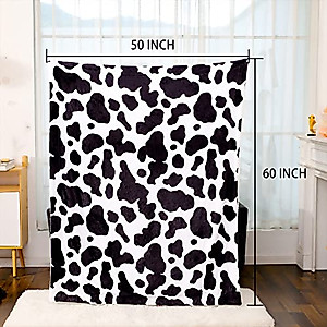 EMKISS Cow Print Blanket and Pillows Set Ultra Soft Cow Throw Blanket Plush Flannel Fleece Warm Cozy Blanket for Adults with 2Pcs Pillows Set for Sofa Couch Travel Camping 50" x 60"