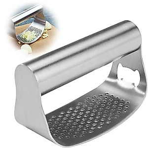 Stainless Steel Garlic Presser, 2024 Upgraded Rocker Garlic Mincer Garlic Press, Garlic Crusher with Peeler and Cleaning Brush, Manual Garlic Chopper for Smash Garlic Kitchen Tools (1 Pack)