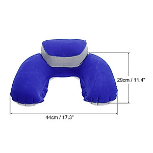 PATIKIL Neck Pillow for Sleeping Travel, 1 Set Portable Head Neck Support Inflatable Pillow Includes Storage Pouch, for Airplane Car Train Office, Blue