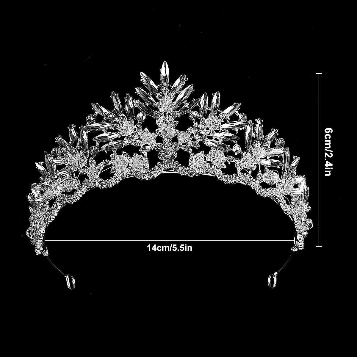 Vintage Baroque Crown Bridal Wedding Crown Crystal Tiara and Crowns Princess Wedding Crown Rhinestone Birthday Tiaras Pageant Headband Bride Hair Accessories for Women and Girls (Black)