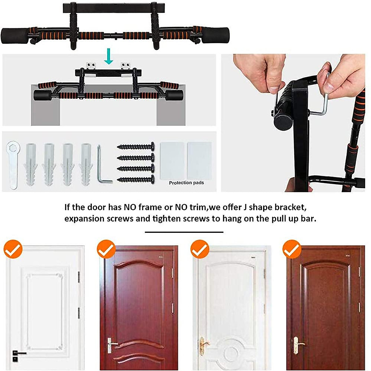 KDFJ Pull up Bar for Doorway, Pullup Chin up Bar Home, Multifunctional Dip bar Fitness, Door Exercise Equipment Body Gym System Trainer-Black