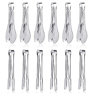 12 Pack Premium Small Serving Tongs, Dmoera Mini Stainless Steel Appetizer Tongs, 5Inch,5.2Inch(12.7cm)
