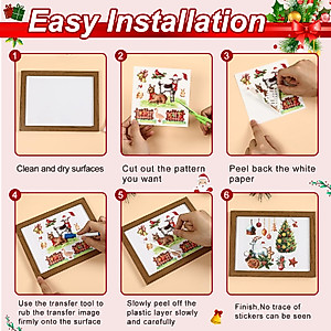 16 Sheets Christmas Rub on Transfers for Crafts and Furniture Rub on Transfers Stickers Xmas Farmhouse Reindeer Stickers Rub on Decals for Home Party Favor Wood DIY Craft, 5.9 x 5.9 Inch
