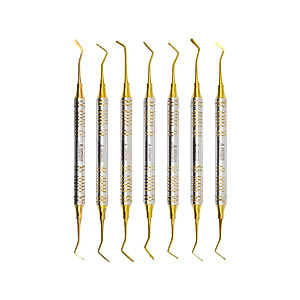 Dental Composite Glass Ionomer Amalgam Filling Instruments Kit (7 Golden Plasma Coated pcs) by Artman instruments