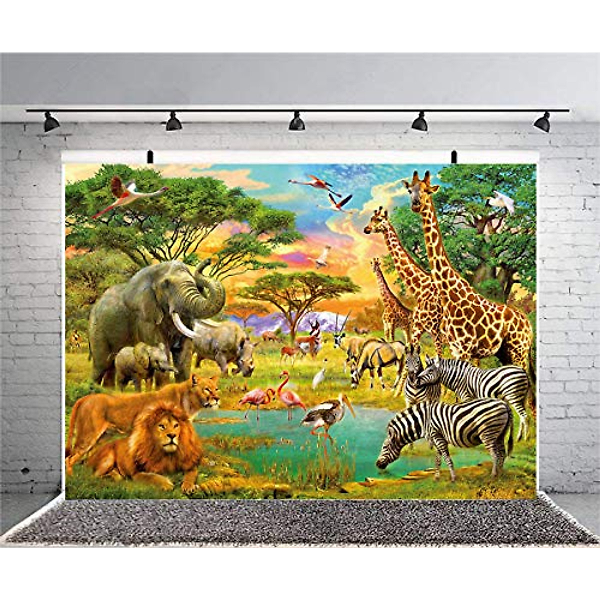 Sensfun 7x5ft Jungle Animal Photography Backdrop Summer Tropical Desert African Forest Safari Scenic Party Photo Background for Boys Birthday Party Table Decor Banner Children Photoshoot Props(WP140)