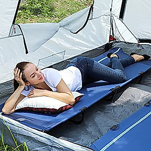 TIMBER RIDGE 20-Second Quick Set-Up Folding Camping Cot, Lightweight Outdoor Camping Cots for Adults with Carry Bag for Outdoor Travel, Tent Camping, Support up to 225lbs, Blue