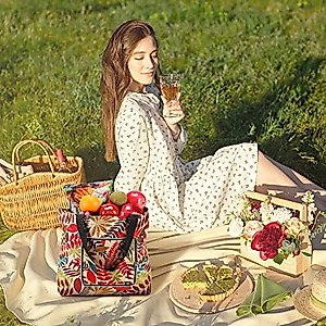 Woanger 4 Pcs Reusable Shopping Bags Washable Foldable Grocery Bags with Handles Zippered Waterproof Tote Oxford Bag (Simple Style)