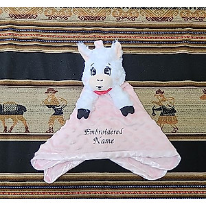 PICKY LLAMA Personalized Plush Stuffed Animal Snuggler Security Blanket 16 Inches (Personalized Pink Llama)