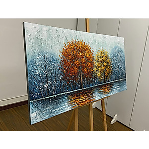 V-inspire Art,24x48 Inch Modern Abstract Hand-Painted Oil Painting Tree Art Wall Art For Living room Bedroom Canvas For Wall Decorations