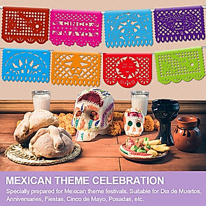 Asoulin 6 PCS 90 Ft Fiesta Party Decorations Mexican Party Banners, Cinco De Mayo Mexico Decor Easter Banner, Plastic Papel Picado, Dia De Los Muertos, Day of The Dead Decor, 12 Patterns/90 Feet Total