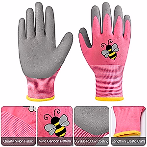 18 Pairs Kids Gardening Gloves Children Garden Glove Foam Rubber Coated Yard Work Gloves for Kids Toddlers Youth Boys Girls (Medium (Age 6-8))