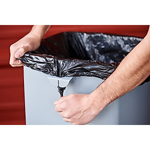 Rubbermaid Commercial Products Untouchable Square Trash/Garbage Can, 23-Gallon, Gray, Wastebasket for Outdoor/Restaurant/School/Kitchen