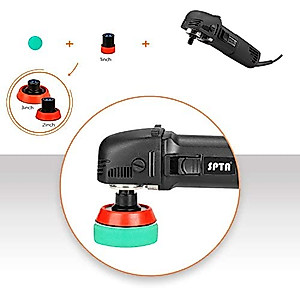 SPTA Mini Polishing Machine Buffer Rotary Polisher Auto Detailing Superpolish with 27Pcs Detail Polishing Pad Mix Size Kit Buffing Pad and 75mm,100mm,140mm M14 Thread Extension Shaft