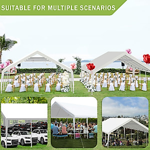 ECOLINEAR Carport, 20'x26' Heavy Duty Carport, Party Tent with Roll-up Ventilated Windows, Removable Sidewalls & Doors, Car Port Canopy Tent with All-Season Tarp for Car, Truck, Party, White