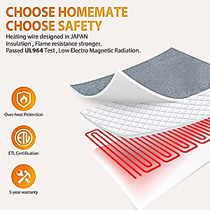 HomeMate Heated Blanket Electric Throw - 50"x60" Heating Blanket Throw 4 Hours Auto-Off 5 Heat Levels Heat Blanket Over-Heat Protection Flannel Sherpa Heater Blanket Electric ETL Certification