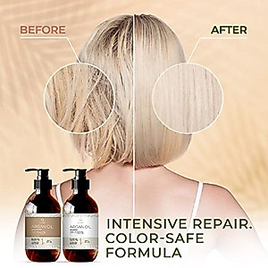 Q’lisse Moroccan Argan Oil Shampoo and Conditioner Set with Shea Butter and Keratin – Paraben, Silicone and Sulfate free - Natural Formula Hair Products - Hydrating and Moisturizing - Best for Dry, Damaged, Curly, Color Treated and Frizzy Hair - All Hair