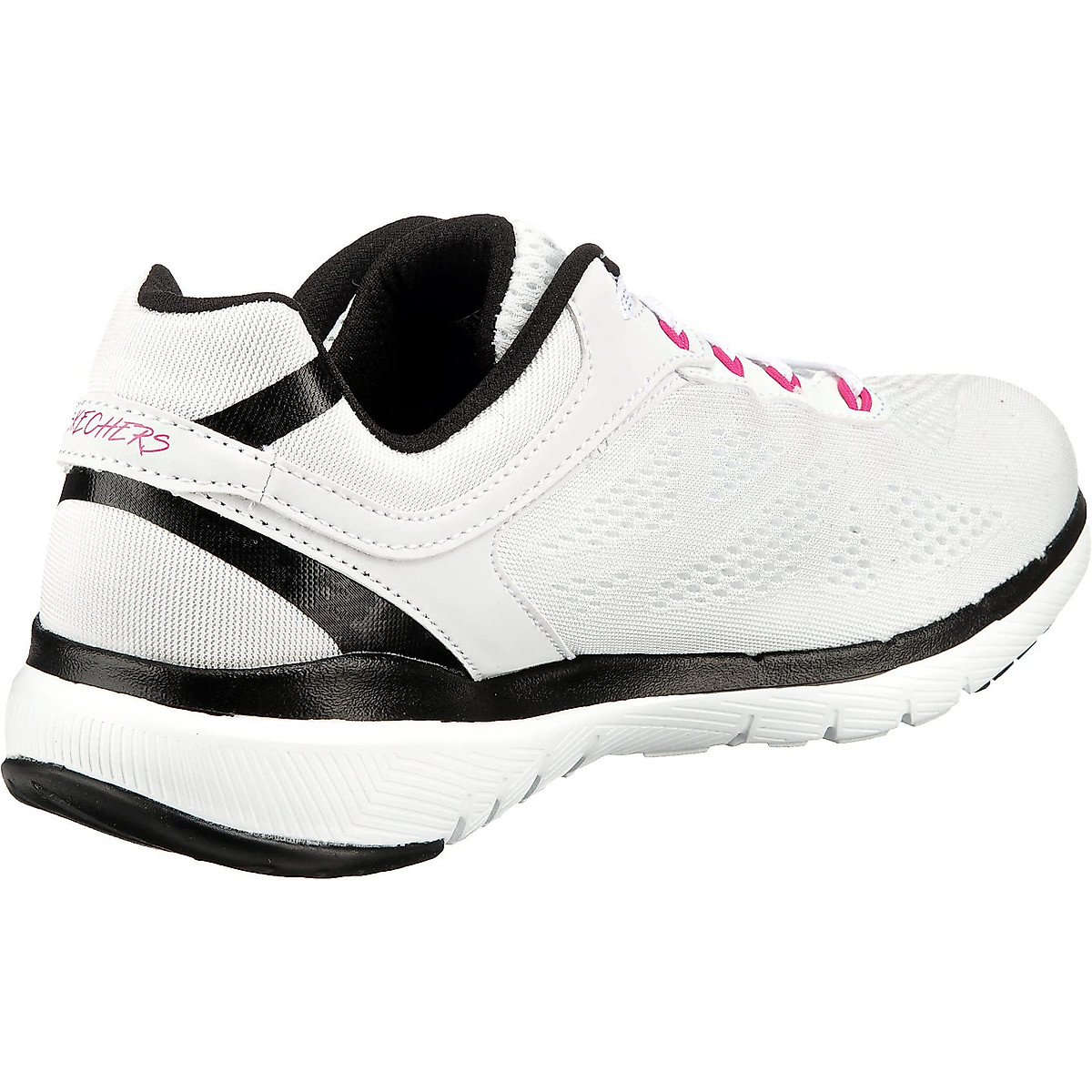 Skechers Flex Appeal 3.0 - Steady Womens Sneaker, White/Black/Hot Pink, 7.5