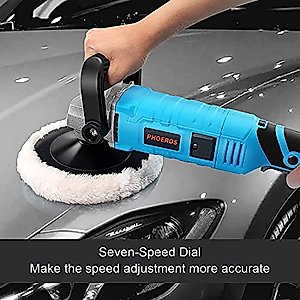 PHOEROS Buffer Polisher，7 inch Car Buffer Polisher kit with 7 Variable Speed, 4 Pads, Tool Bag for Car Polishing Sanding and Waxing Sealing Glaze