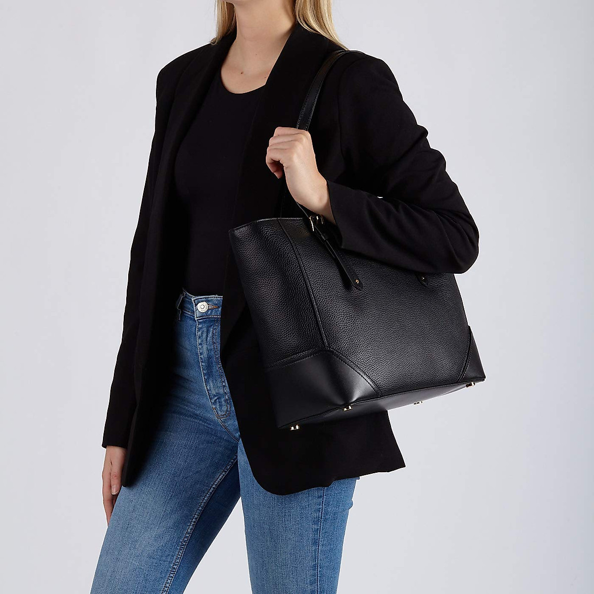 Michael Kors Large Aria Leather Tote, Black