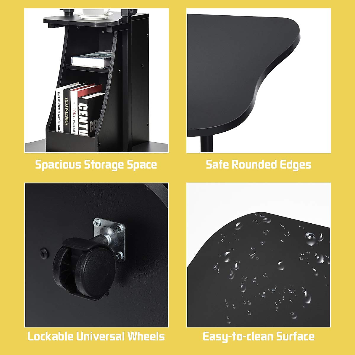 Tangkula Mobile Laptop Podium, Height Adjustable Podium Stand, Standing Desk, Rolling Desk Laptop Cart with Swivel Top & Movable Wheels