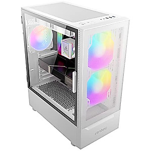 Antec NX410 ATX Mid-Tower Case, Tempered Glass Side Panel, Full Side View, Pre-Installed 2 x 140mm in Front & 1 x 120 mm ARGB Fans in Rear (White) (9734088000)
