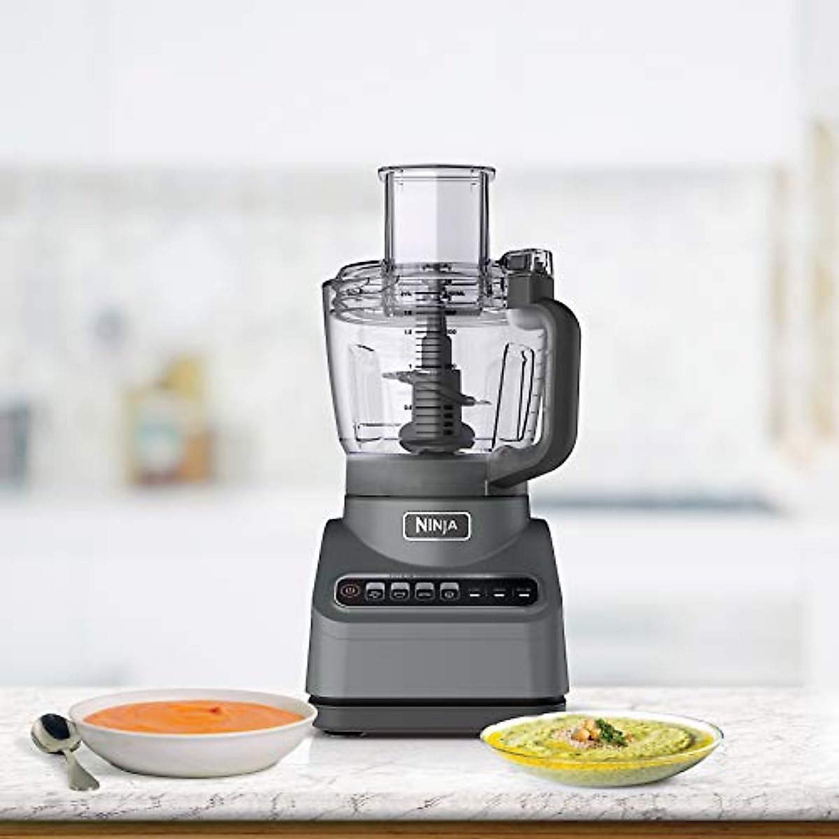 Ninja BN601 Professional Plus Food Processor, 1000 Peak Watts, 4 Functions for Chopping, Slicing, Purees & Dough with 9-Cup Processor Bowl, 3 Blades, Food Chute & Pusher, Silver
