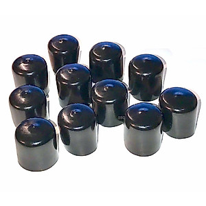 (Pack of 25) Caplugs: 7/8" to 15/16" Round Black Vinyl Flexible End Cap Bolt Screw Rubber Thread Protector Safety Cover | for 0.875 Inch Pipe Post Tubing Rod OD Protective Cover.