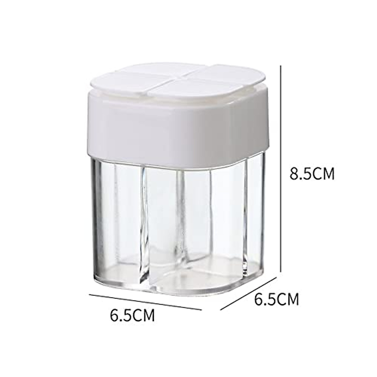 LONGSHENGDA 4-in-1 Transparent Portable BBQ Condiment Storage Box Spice Dispenser 4 Compartment with Lid Cooking BBQ Salt Pepper Shaker