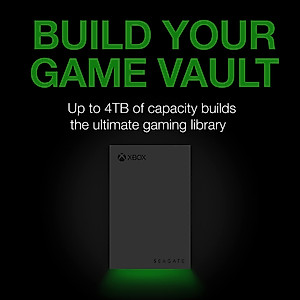 Seagate Game Drive for Xbox 2TB External Hard Drive Portable HDD - USB 3.2 Gen 1, Black with built-in green LED bar , Xbox Certified, 3 year Rescue Services (STKX2000400)