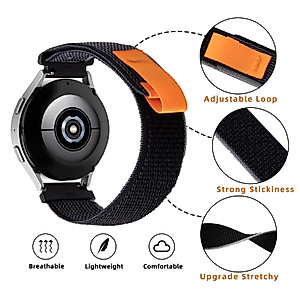KQZunguo 4 Pack Alpine Loop Woven Nylon Band Compatible with Samsung Galaxy Watch 6&5&4 44mm 40mm/Watch 5 Pro 45mm/Watch 6 Classic 43mm 47mm, 20mm Nylon Adjustable Replacemen Sport Strap for Men Women