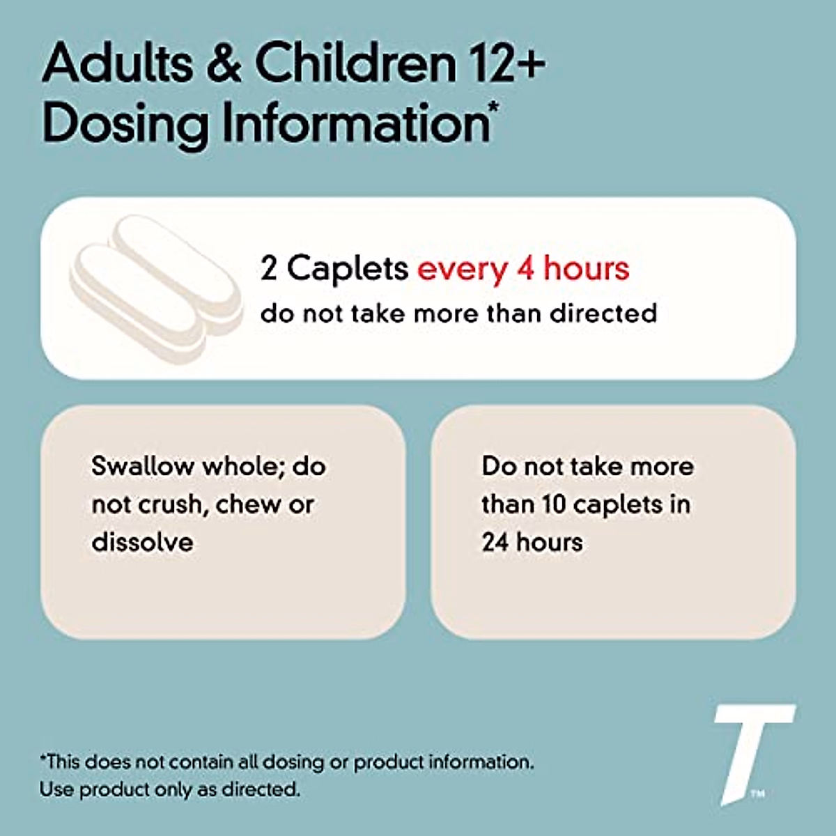 Tylenol Cold + Flu Severe Medicine Caplets for Fever & Cough Relief, Red, 2 Count, Pack of 50