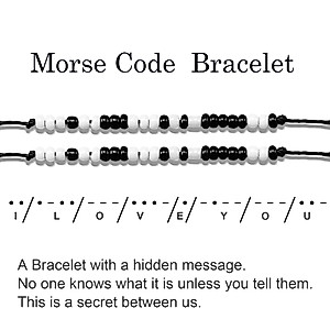 QPL I Love You Morse Code Matching Couples Bracelets Gifts for Boyfriend Long Distance Relationships Morse Code Bracelets for Women