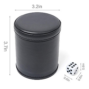 TUZAMA Felt Lined Professional Dice Cup - with 6 Dice Quiet for Yahtzee Game