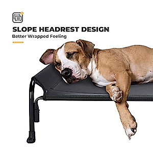 Veehoo Elevated Dog Bed, Outdoor Raised Dog Cots Bed for Large Dogs, Cooling Camping Elevated Pet Bed with Slope Headrest for Indoor and Outdoor, Washable Breathable, X-Large, Black, CWC2204