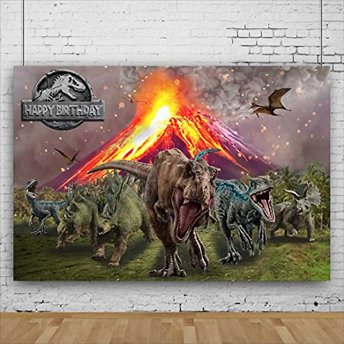 Mohoto 7X5ft Kids Jurassic Dinosaur World Backdrops, 3D Dinosaur Volcanic Background for Children Portrait Photo Studio Booth Props