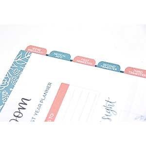 bloom daily planners New Pregnancy and Baby's First Year Calendar Planner & Keepsake Journal with Stickers - Hardcover Scrapbook Memory Book Organizer - Undated - 8” x 10" - Green & Pink