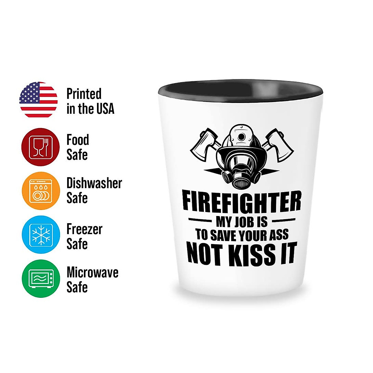 Flairy Land Firefighter Shot Glass 1.5oz - save your ess - Fire Chief Fireman, Fire Department, Rescuer, Fire Helmet, Firefighter Dad, Firefighter Mom