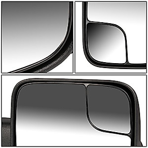 DNA Motoring TWM-010-T222-BK Pair of Manual Adjustment Towing Side Mirrors Compatible with 03-14 E-150 E-250 E-350 E-450 E-550 / Econoline,Black Housing