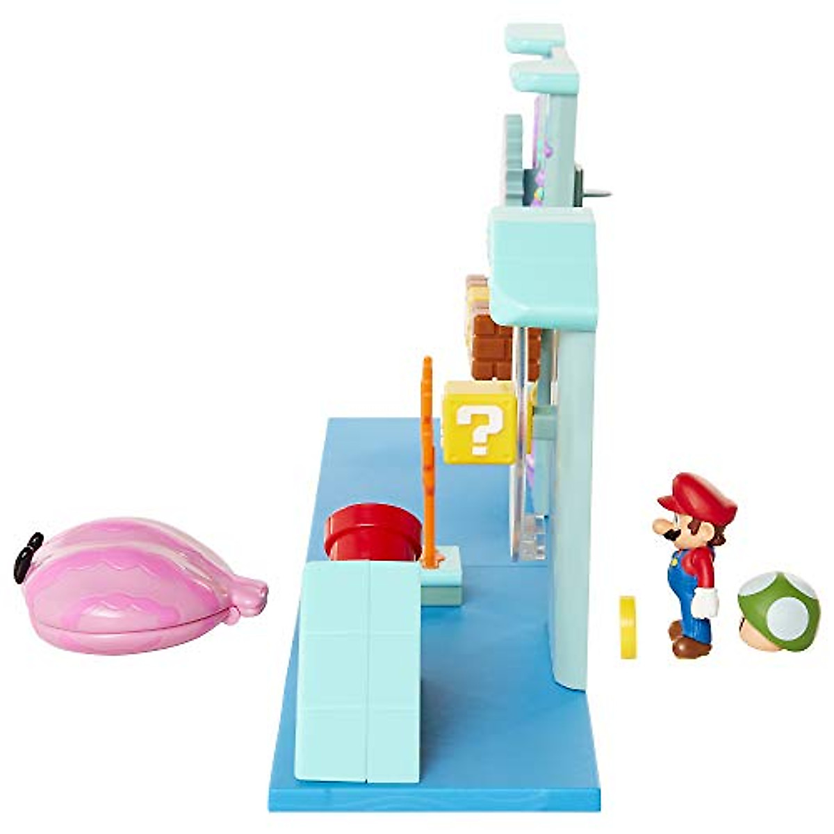 Nintendo Super Mario Deluxe Underwater Playset with 5 Interactive Environmentpiece – Includes 2.5” Mario Figure, 1-Up Mushroom Accessory & Warp Pipe Coin Launcher