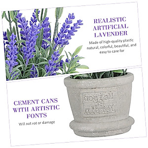 Artificial Flowers Plastic Lavender Arrangements in Pots for Decor 8.7 x 3.1Inch (Purple)