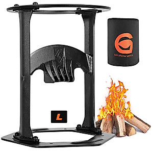 GREENER Dia.11'' Firewood Kindling Splitter Stand with Cover - Cast Steel Manual Log Splitter Wedge, Heavy Duty Wood Splitter Tool, Safe Easy Kindling Firewood Cutter Cracker Portable, 12 LBS (Black)