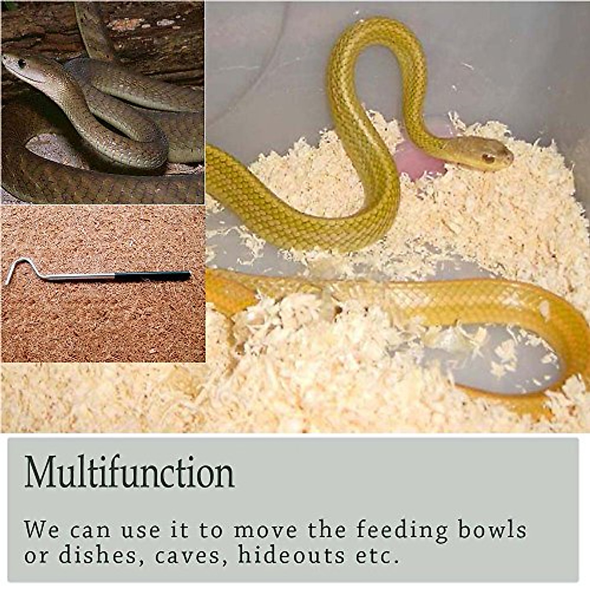 ayamaya Collapsible Snake Hook Extend to 39.3 inch, Telescoping Pocket Stainless Steel Snake Shaft Retractable Reptile Hook Soft Grip Field Hook for Catching Handling Grabber Separate Small Pet Snake