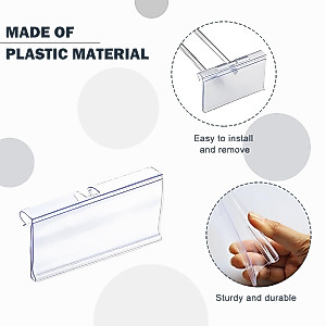 Diteje 20 Pack Plastic Wire Shelf Label Holder,Shelving Rack Retail Sign Hook Labels Clip On with Paper Inserts, 3.94x1.50inch