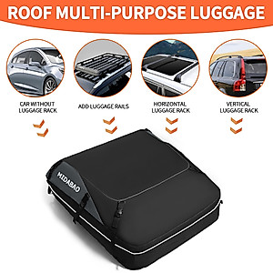 MIDABAO 20 Cubic Waterproof Duty Car Roof Top Carrier-Car Cargo Roof Bag Car Roof Top Carrier - Waterproof & Coated Zippers- Includes Anti-Slip Mat- for Cars with or Without Racks (20 Cubic Feet)