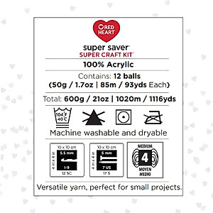 Red Heart Super Saver Super Yarn Craft Kit for Knitting, Crocheting, Crafts & Amigurumi Projects