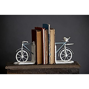 Foreside Home & Garden White Set of 2 Metal Bicycle Bookends FDDD10014, Multi